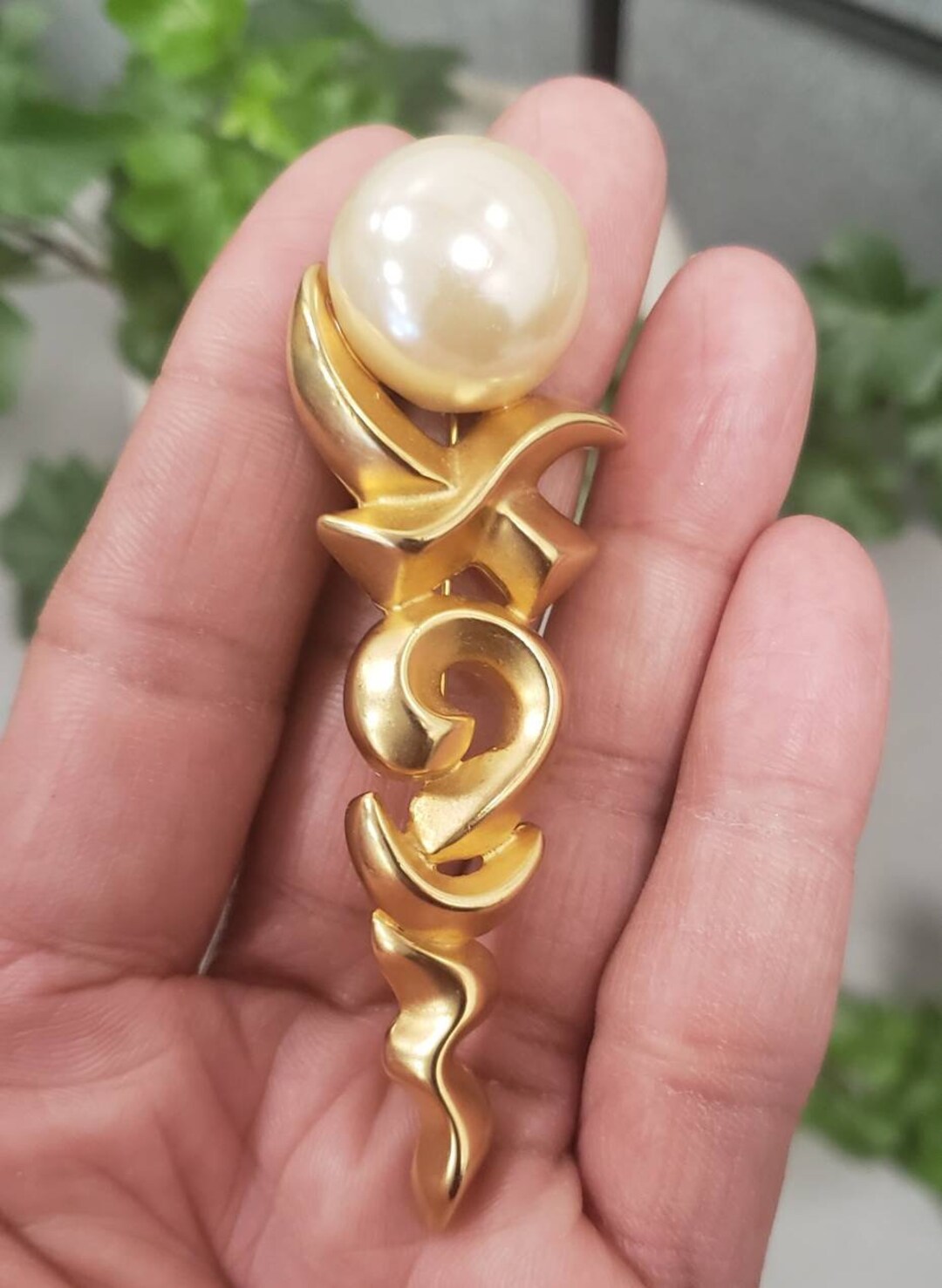 Vintage 1980s Signed FO Abstract (fernando Originals) Matte Gold Tone ...