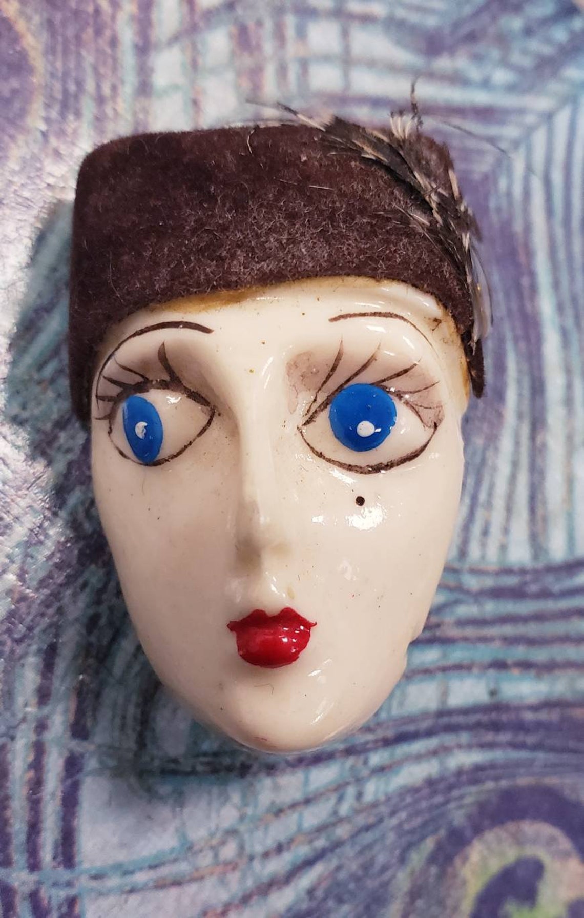 Vintage Flapper Girl Head Brooch, Roaring Twenties, Art Deco, - Etsy