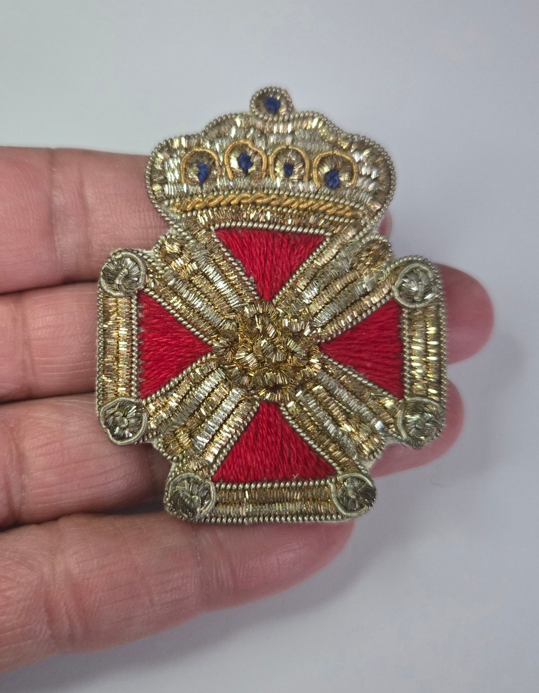 Vintage Order of Masonic Lodge Templar Cross Embroidered Badge Pin Made ...