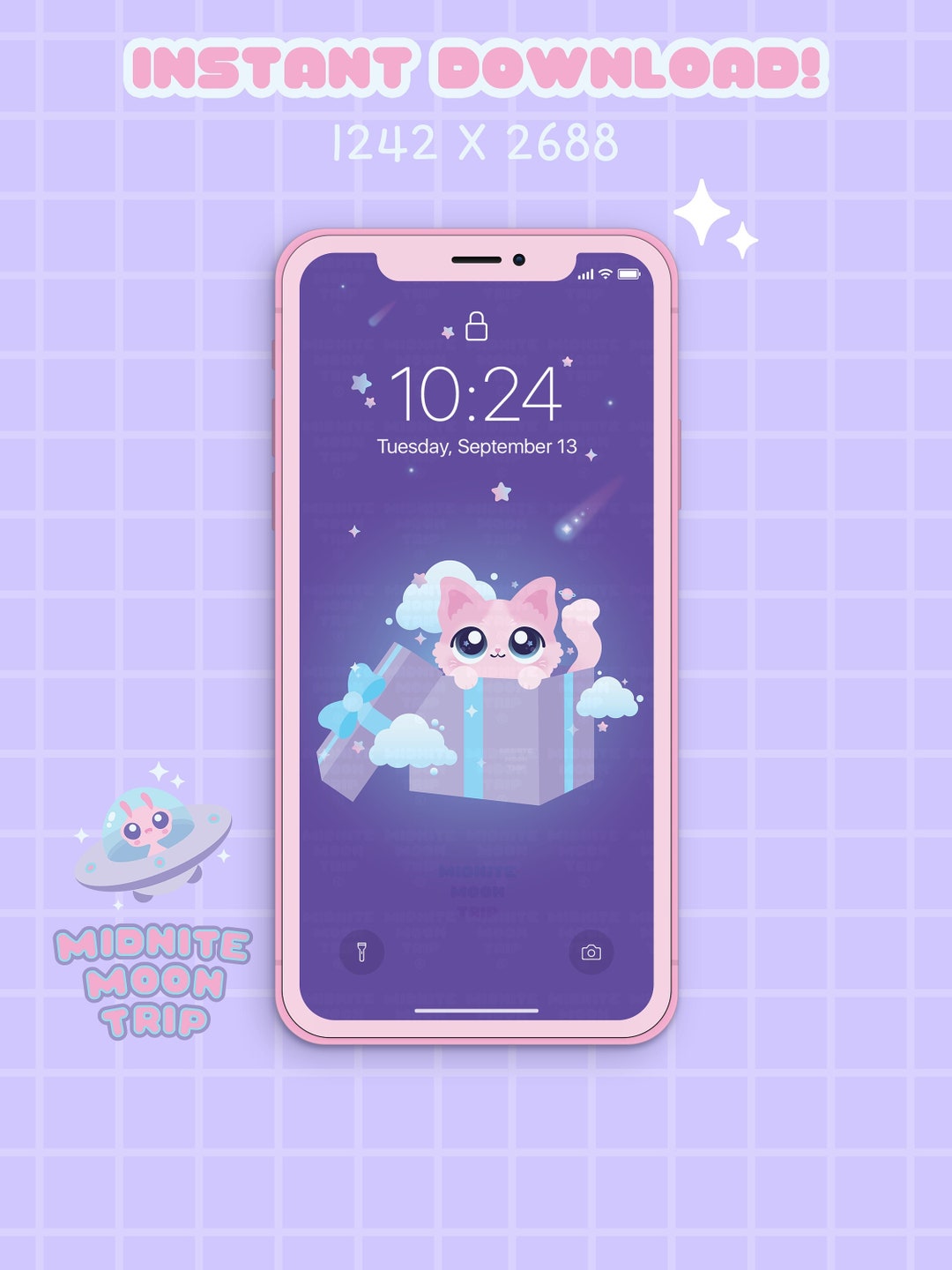 Cute Cat Phone Wallpaper, Cute Phone Theme, Space Aesthetic iPhone ...