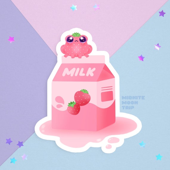Cute Frog Sticker Strawberry Milk Sticker Milk Carton - Etsy