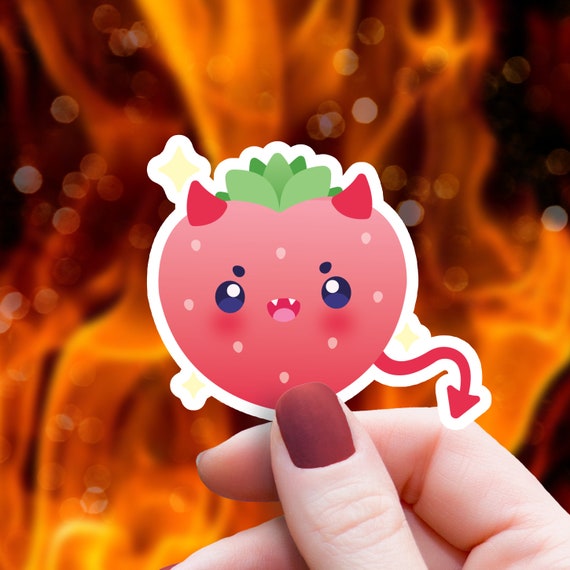 Berry Naughty Sticker Strawberry Sticker Devil Sticker - Etsy