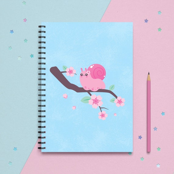 Sakura Snail Spiral Notebook Sakura Notebook Snail | Etsy