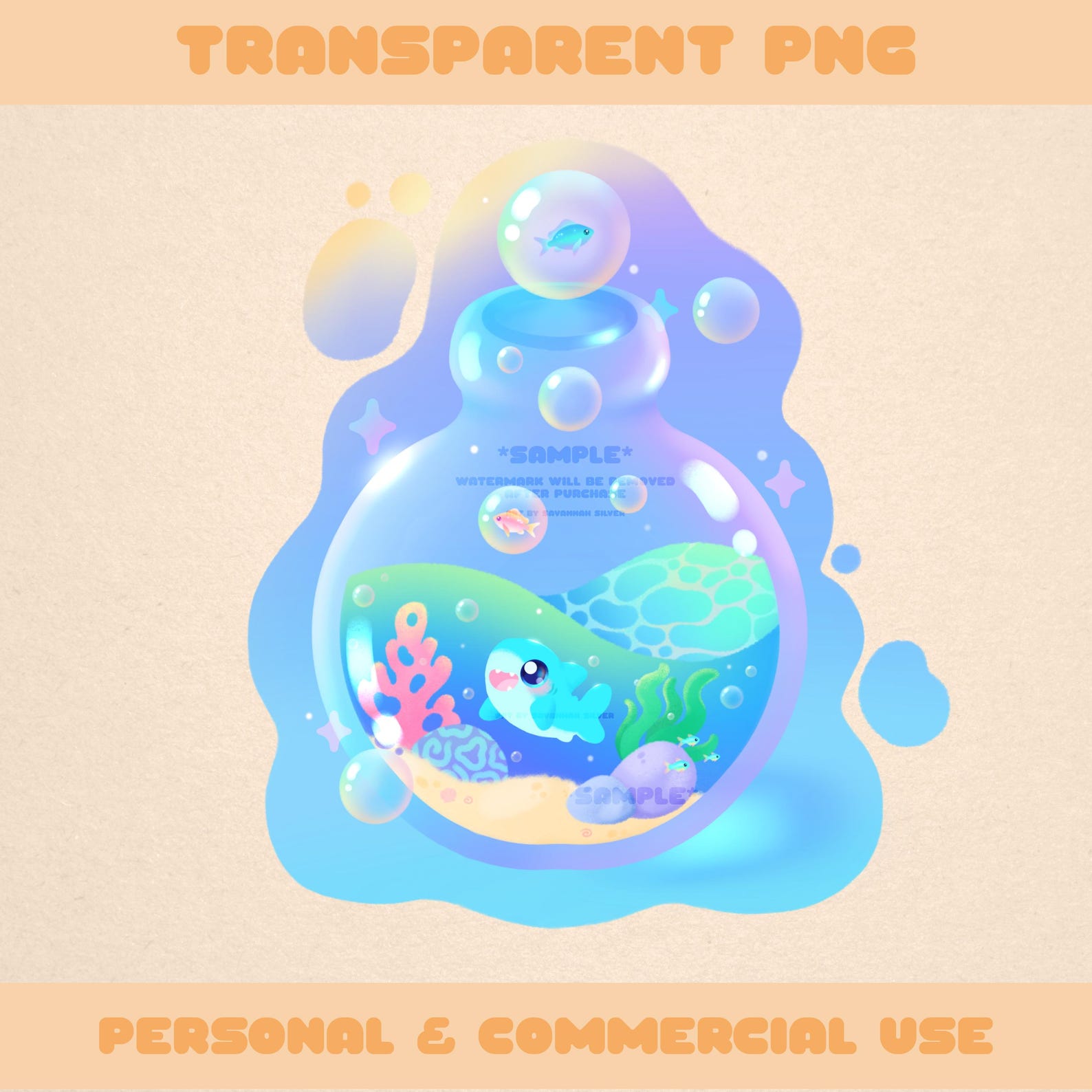 Shark Potion Bottle Transparent PNG Clipart–cute Kawaii Whimsical ...