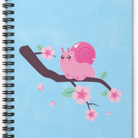 Sakura Snail Spiral Notebook Sakura Notebook Snail | Etsy