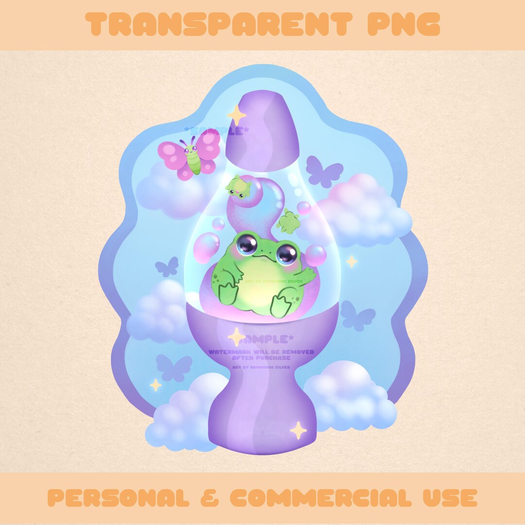 Frog Lava Lamp Transparent PNG Clipart – Cute Kawaii Whimsical Digital ...