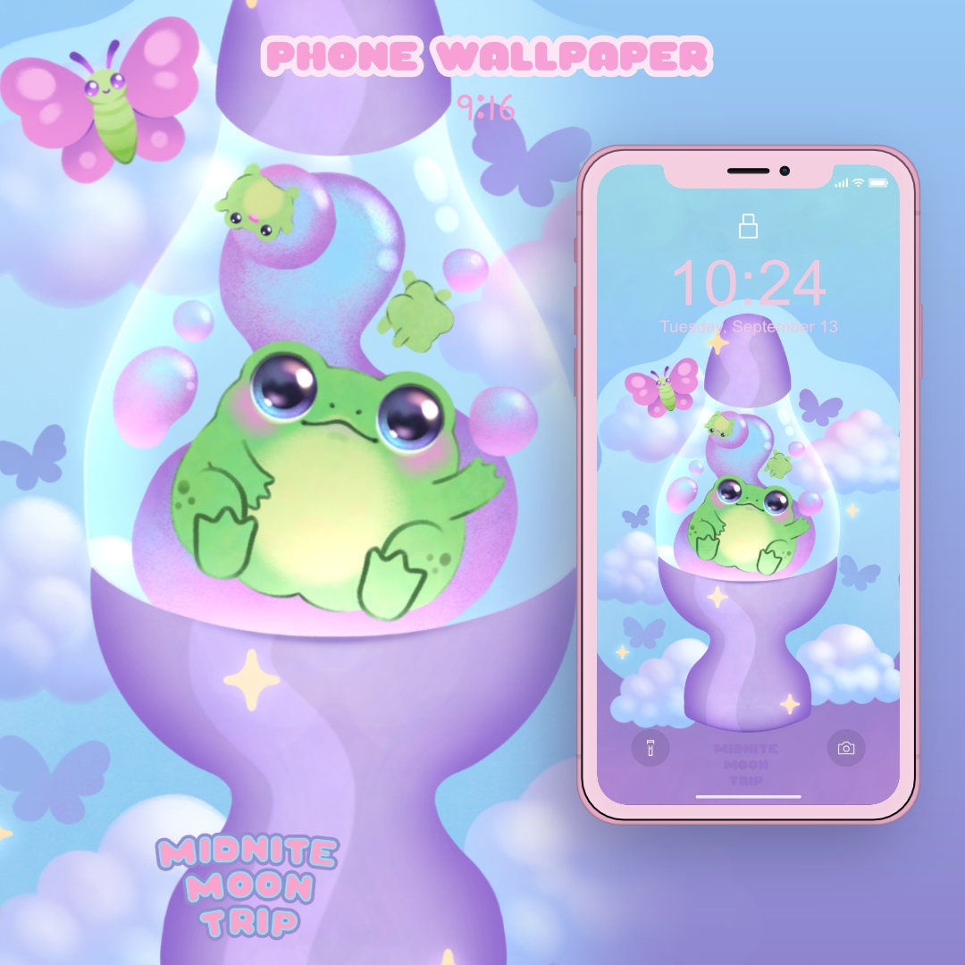 Lava Lamp Frog Phone Wallpaper Cute Froggy Mobile Wallpaper Kawaii ...