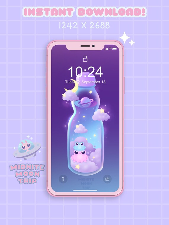 Frog Phone Wallpaper Kawaii Phone Wallpaper Space Phone - Etsy