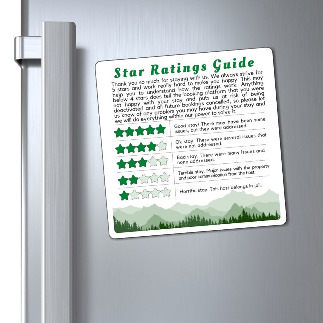 5 Star Ratings Guide Mountain Theme | Explanation Magnet | for Airbnb ...