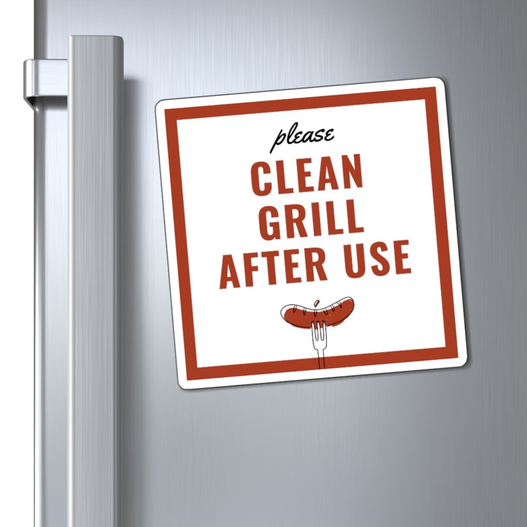 Please Clean Grill Reminder Magnet - Red and White With Hotdog - Etsy