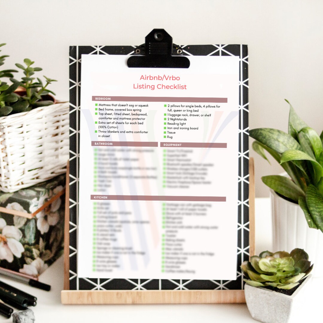 Airbnb/vrbo Printable Listing Checklist - Etsy