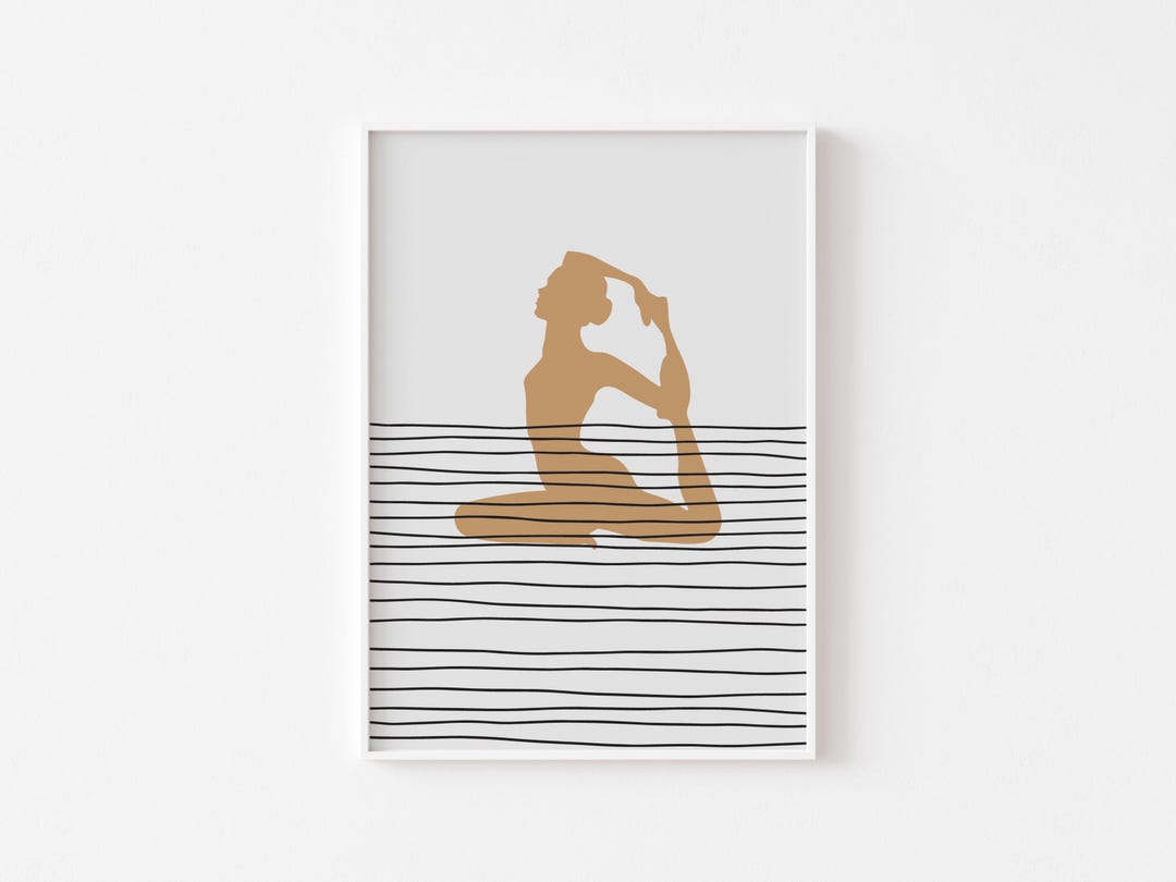 Yoga One Leg King Pigeon Pose Wall Art Print | Rajakapotasana | Minimal ...