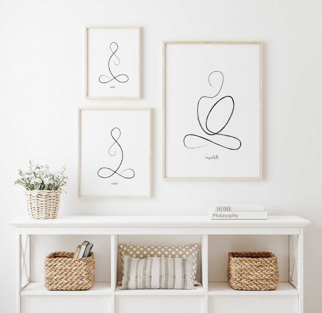 Continuous Line Art Inhale Exhale Resolute Yoga Pose Illustration Art ...