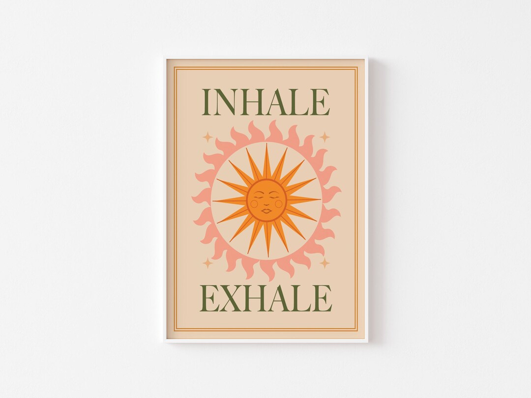 Inhale Exhale Boho Sun Wall Art Print Celestial Abstract Wall Art Boho ...