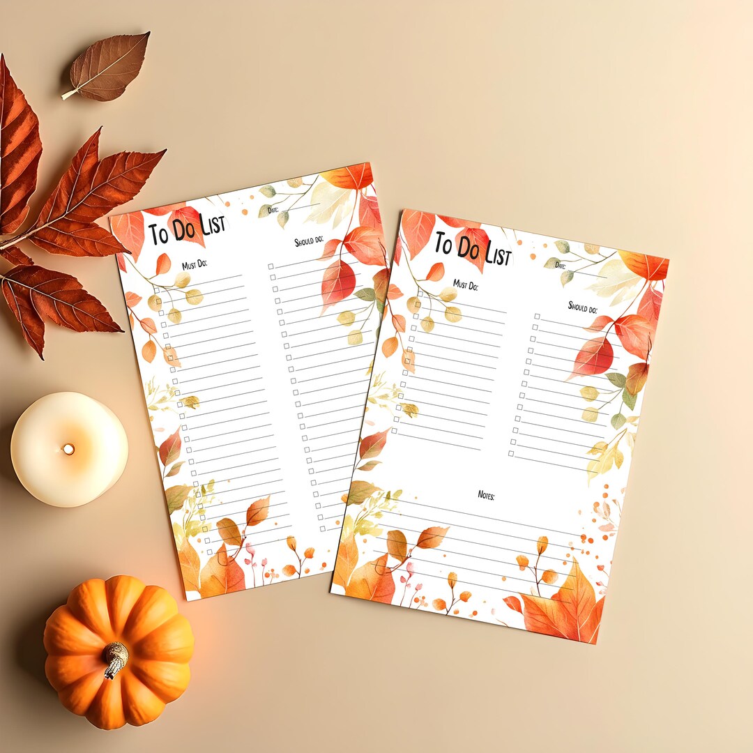 To Do List Autumn Leaves, Notes to Print or Digital Download | Din A4 O ...