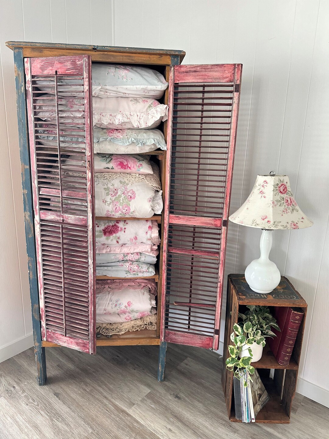 RARE FIND! Boho Chic Shutter Doors Cabinet / Armoire - Etsy