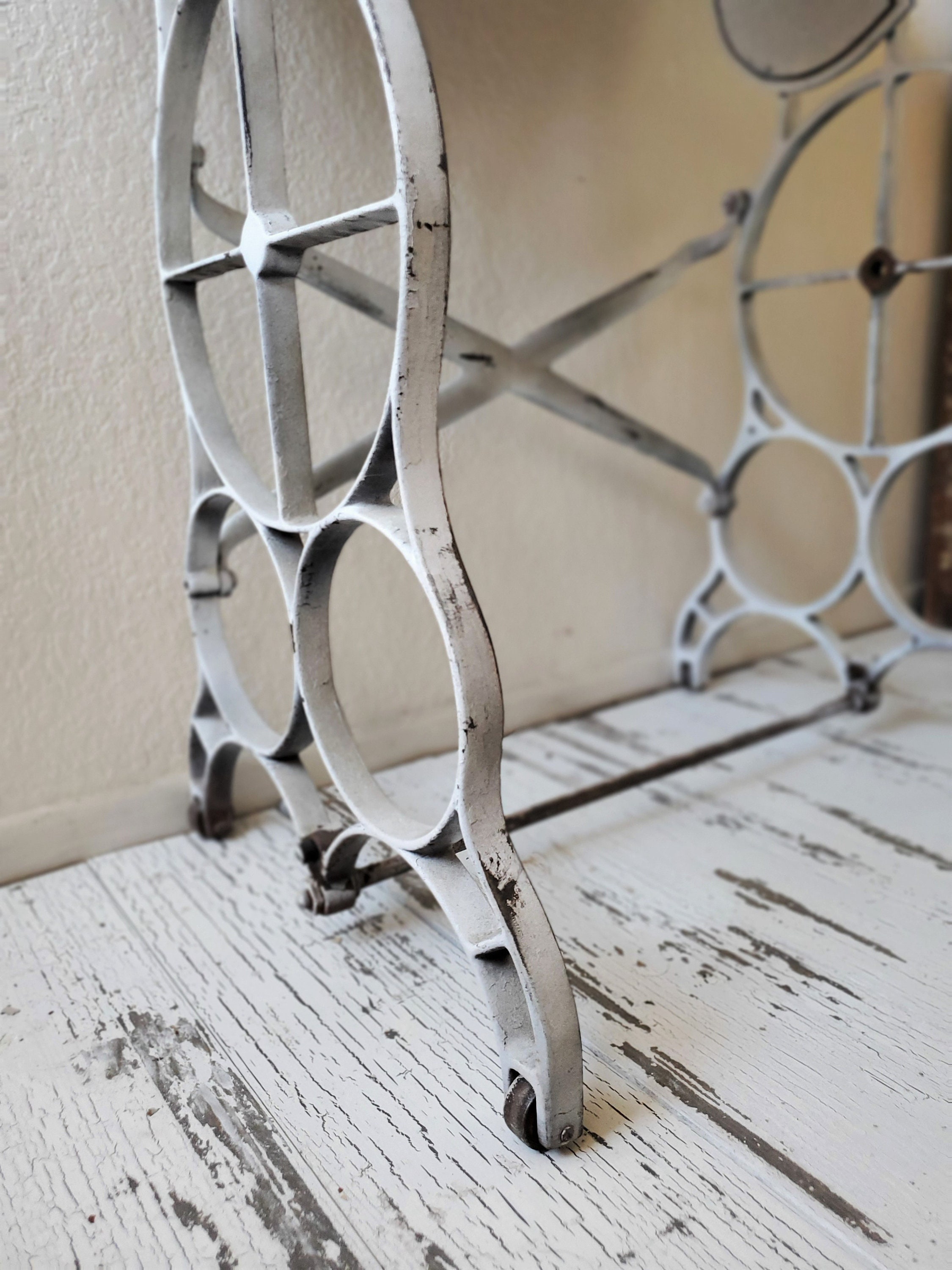 Vintage Cast Iron Sewing Machine Base With Sage Green Painted and ...