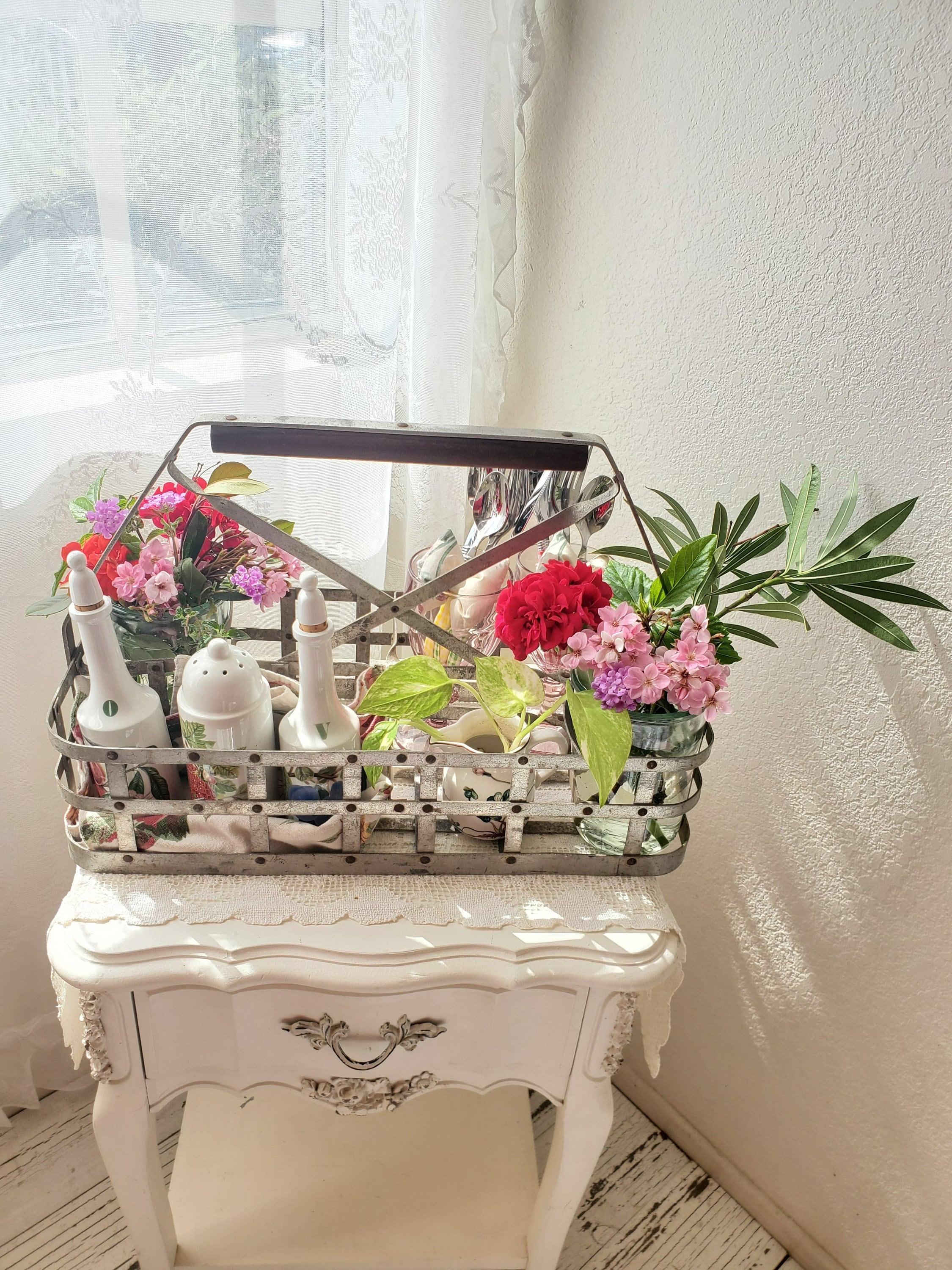 Vintage Galvanized Metal Milk Caddy, Utensil Caddy, Picnic Caddy - Etsy