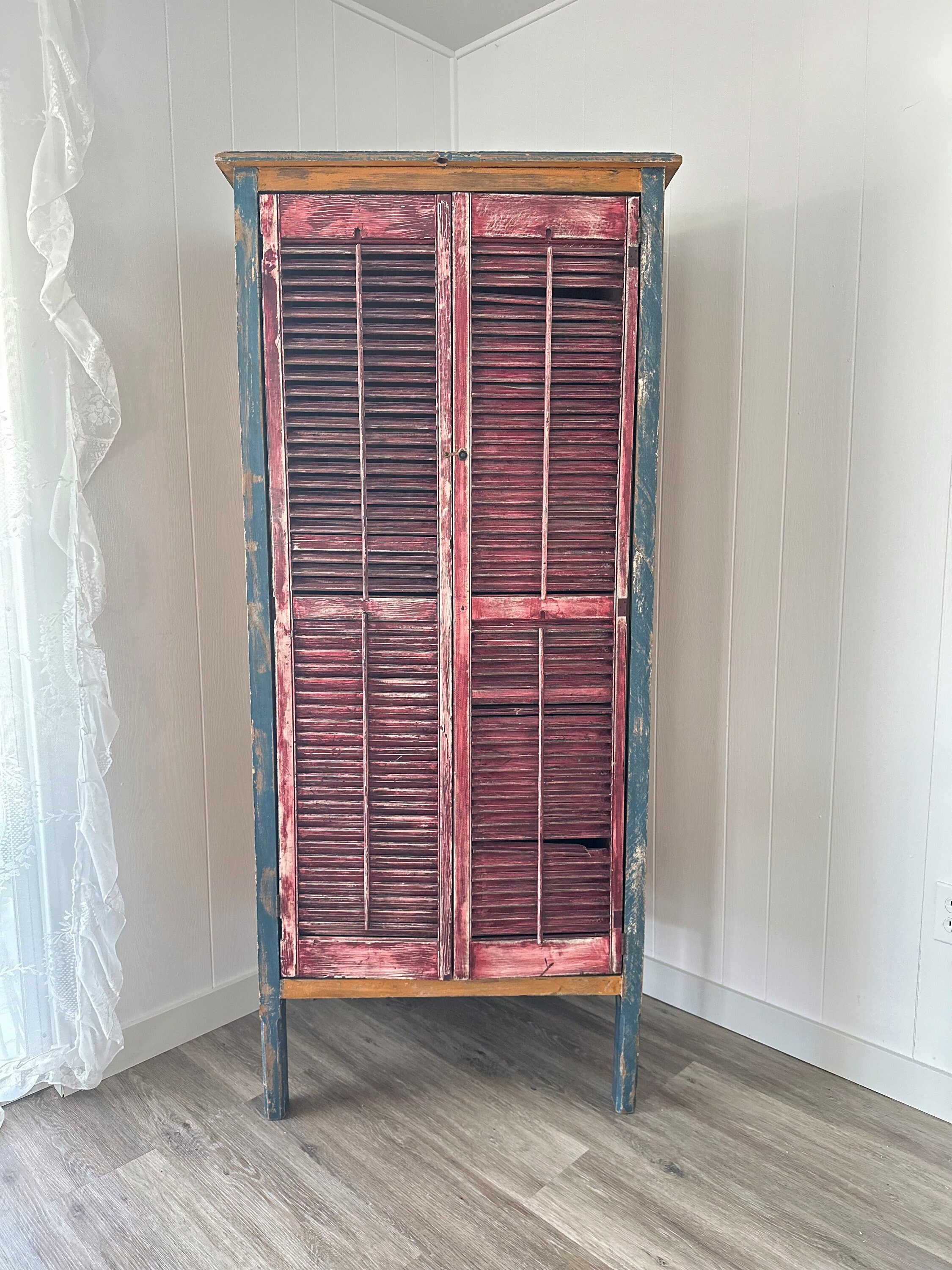 RARE FIND! Boho Chic Shutter Doors Cabinet / Armoire - Etsy