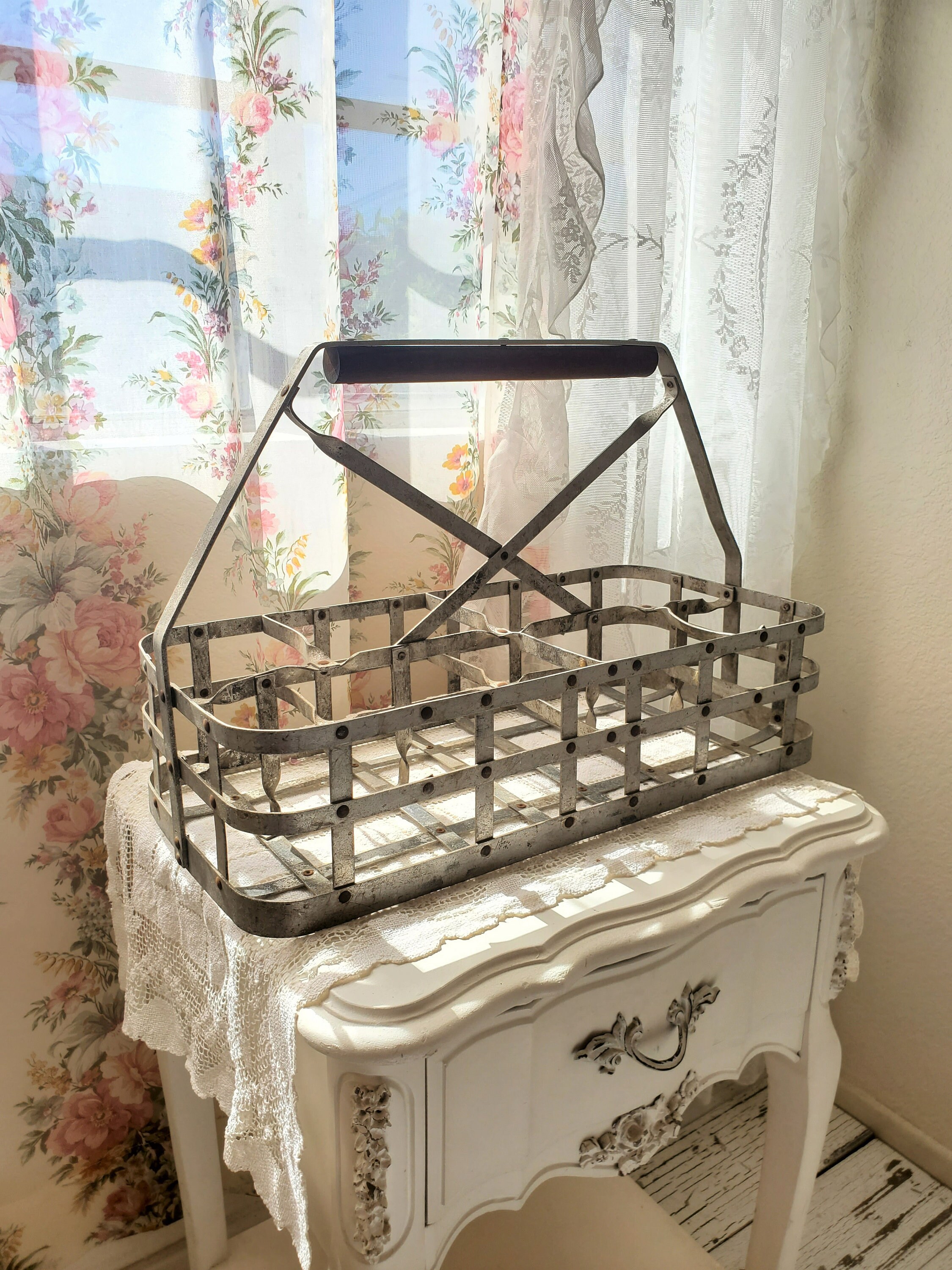 Vintage Galvanized Metal Milk Caddy, Utensil Caddy, Picnic Caddy - Etsy