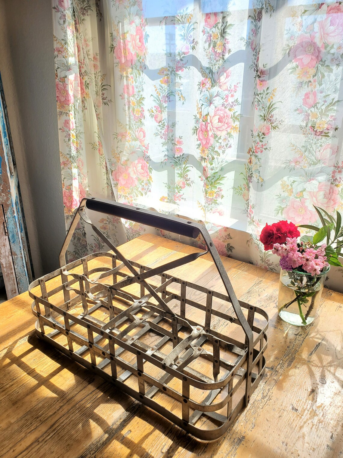 Vintage Galvanized Metal Milk Caddy Utensil Caddy Picnic - Etsy