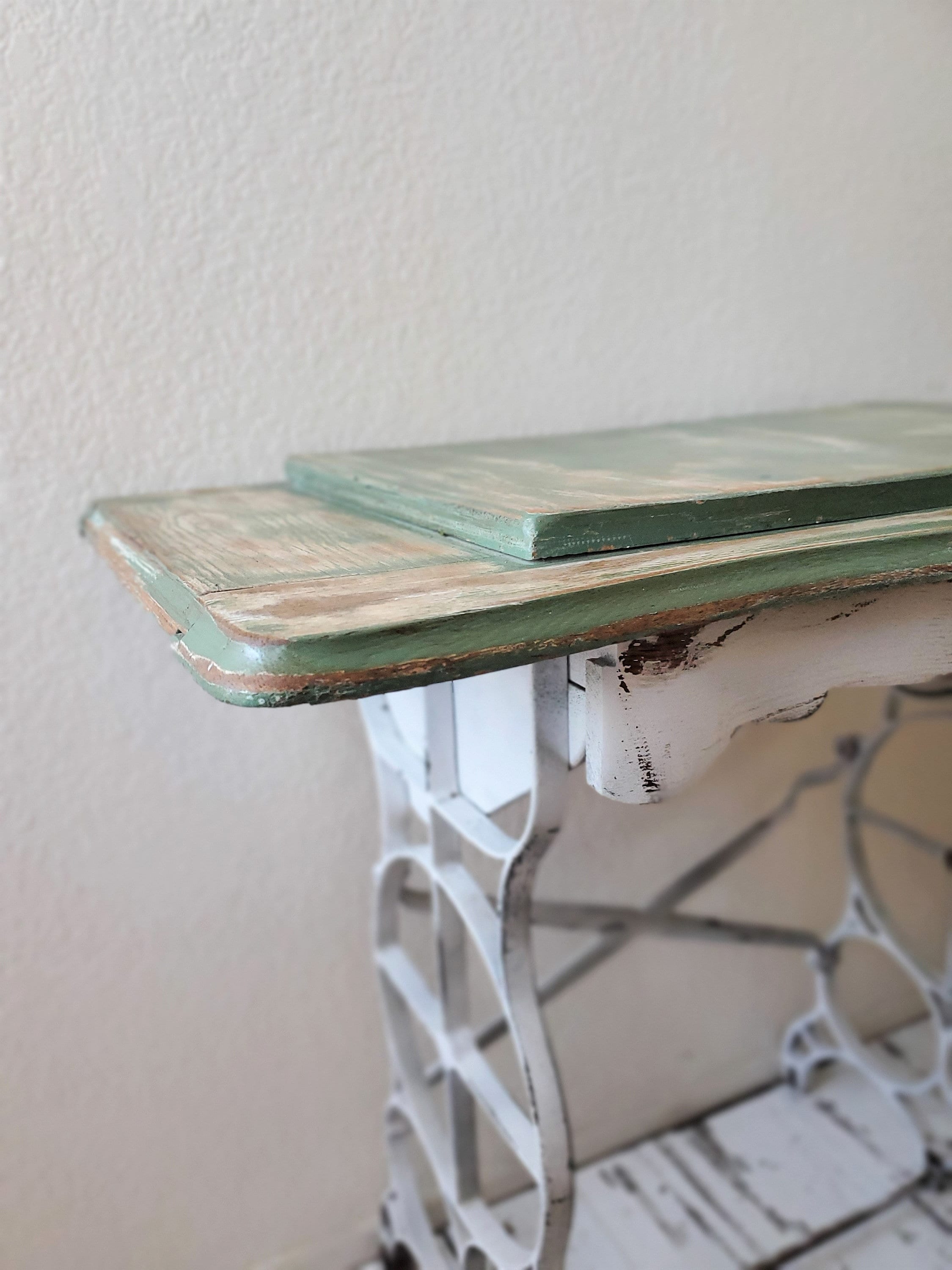 Vintage Cast Iron Sewing Machine Base With Sage Green Painted and ...