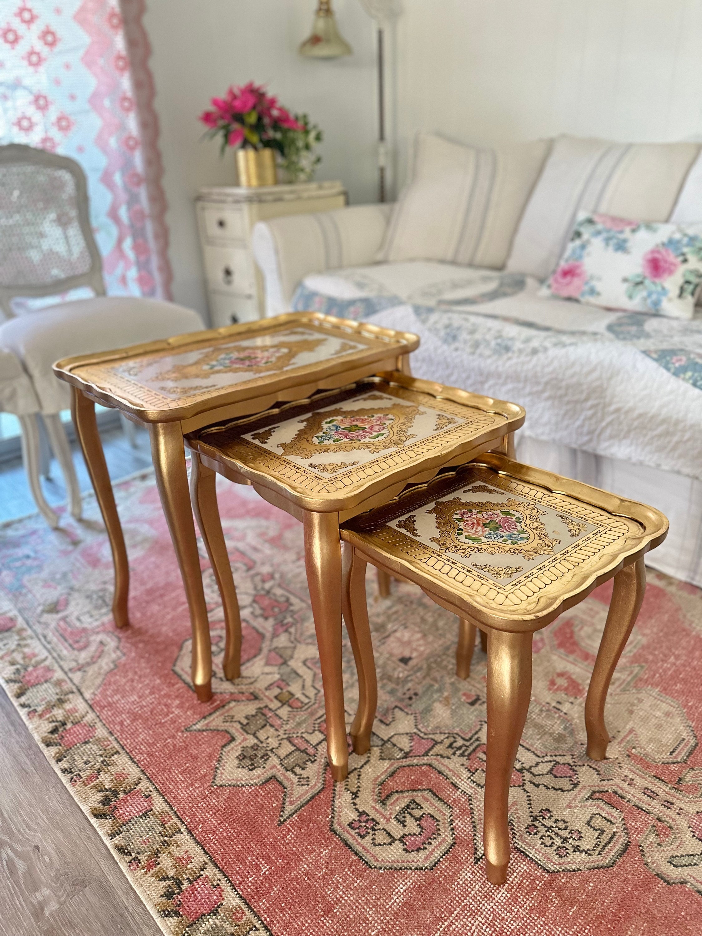 Stunning Vintage Italian Florentine Gold Gilt Nesting Tables, a Set of Three - Etsy