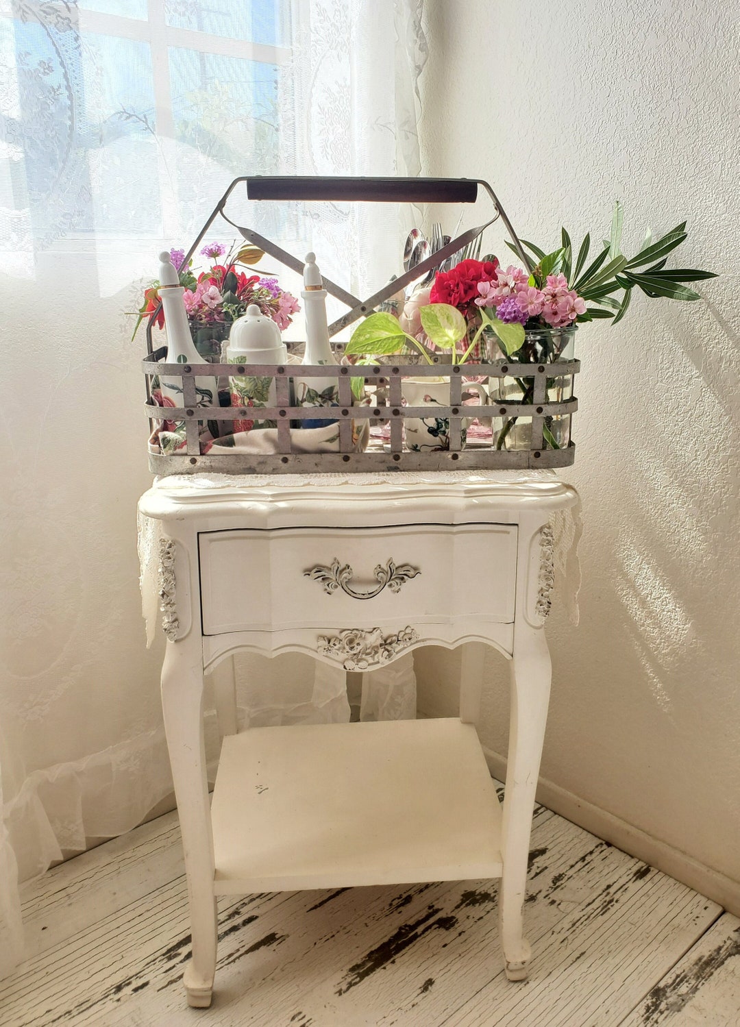 Vintage Galvanized Metal Milk Caddy Utensil Caddy Picnic - Etsy