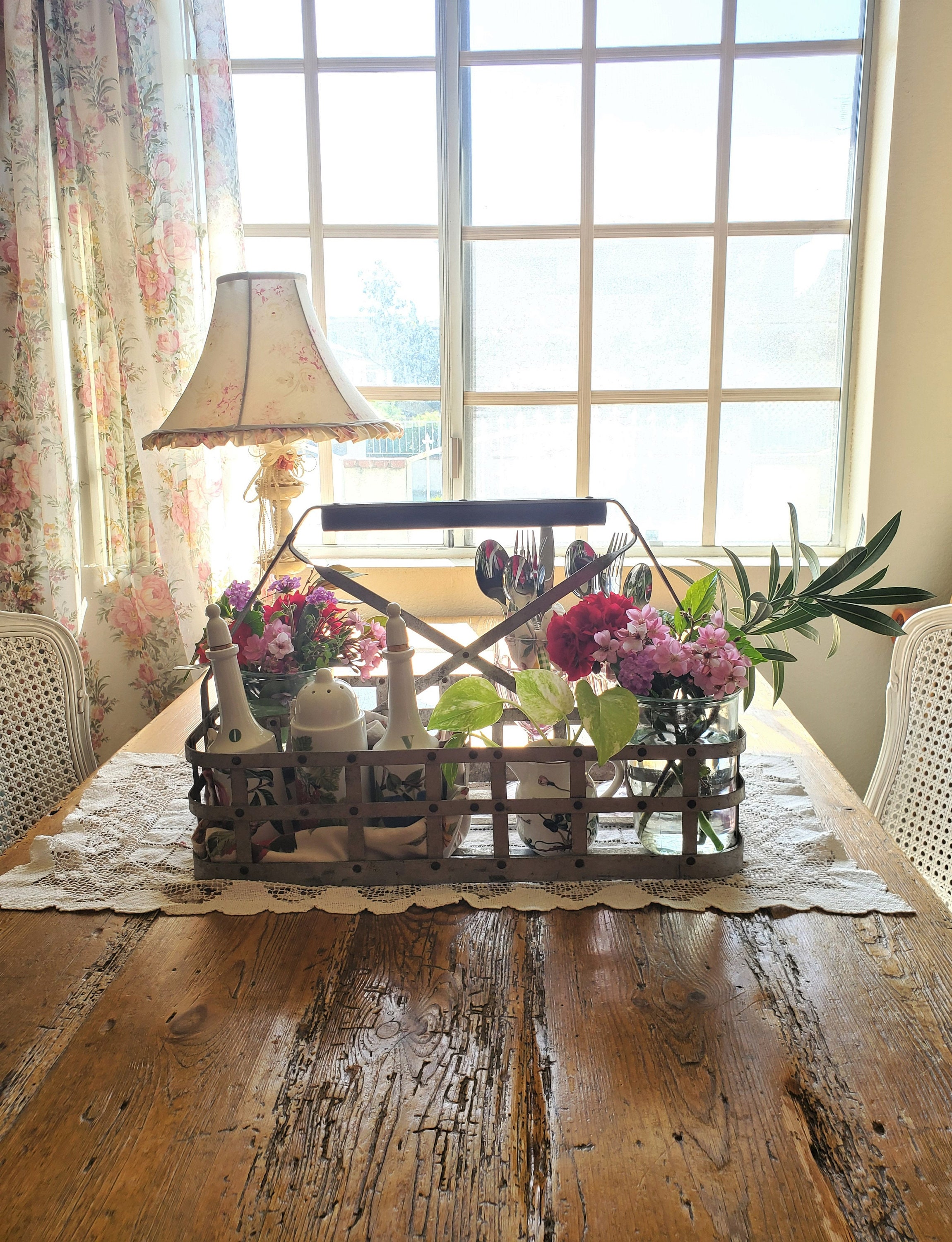 Vintage Galvanized Metal Milk Caddy, Utensil Caddy, Picnic Caddy - Etsy