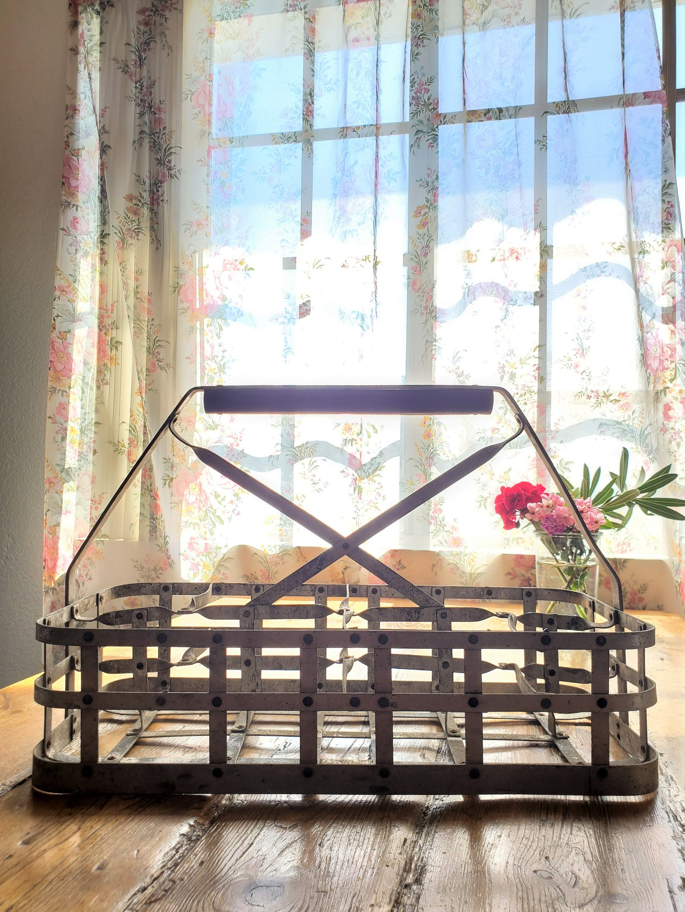 Vintage Galvanized Metal Milk Caddy, Utensil Caddy, Picnic Caddy - Etsy