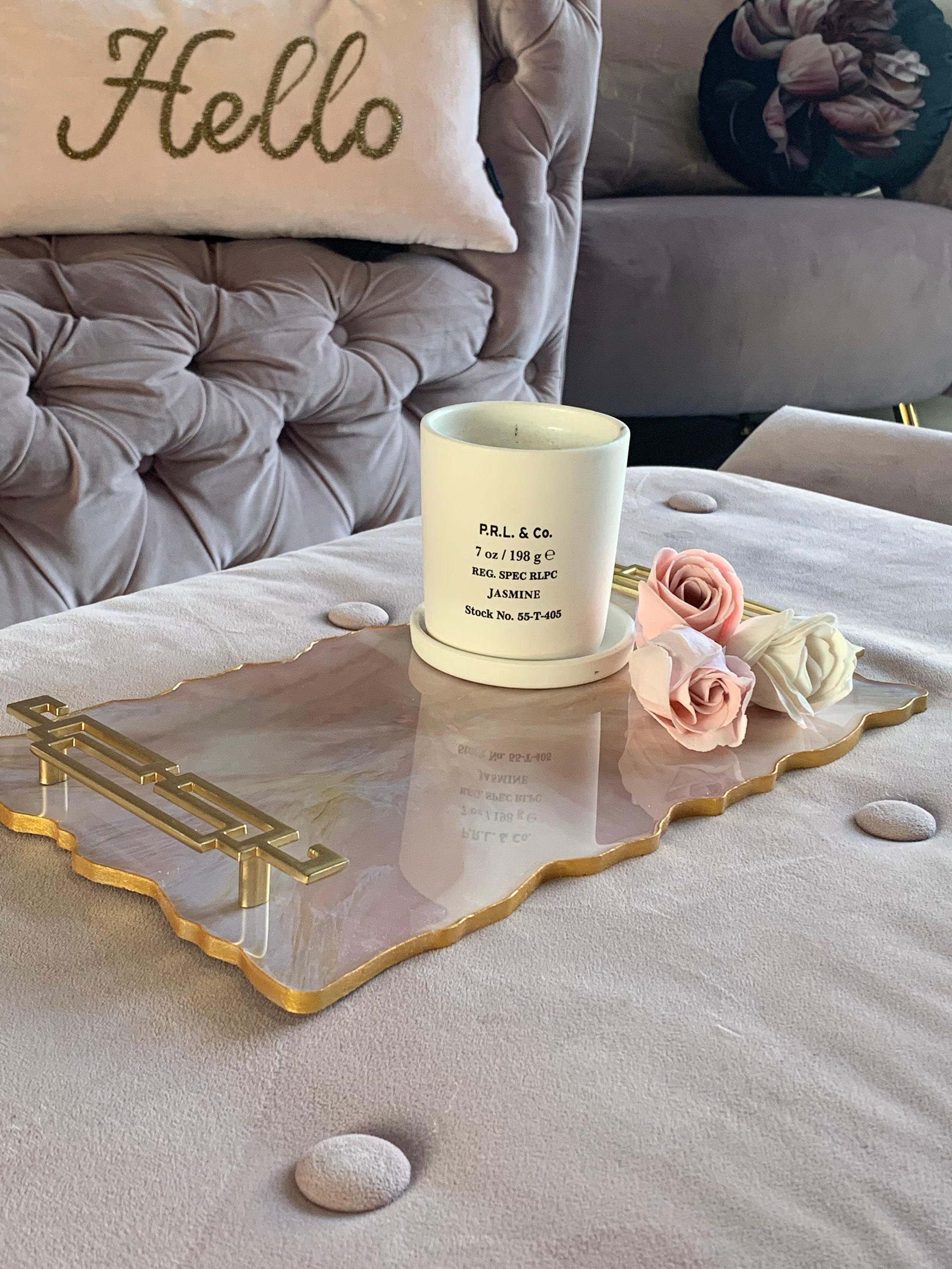 Resin Tray | Pink | Gold | Vanity Tray - Etsy