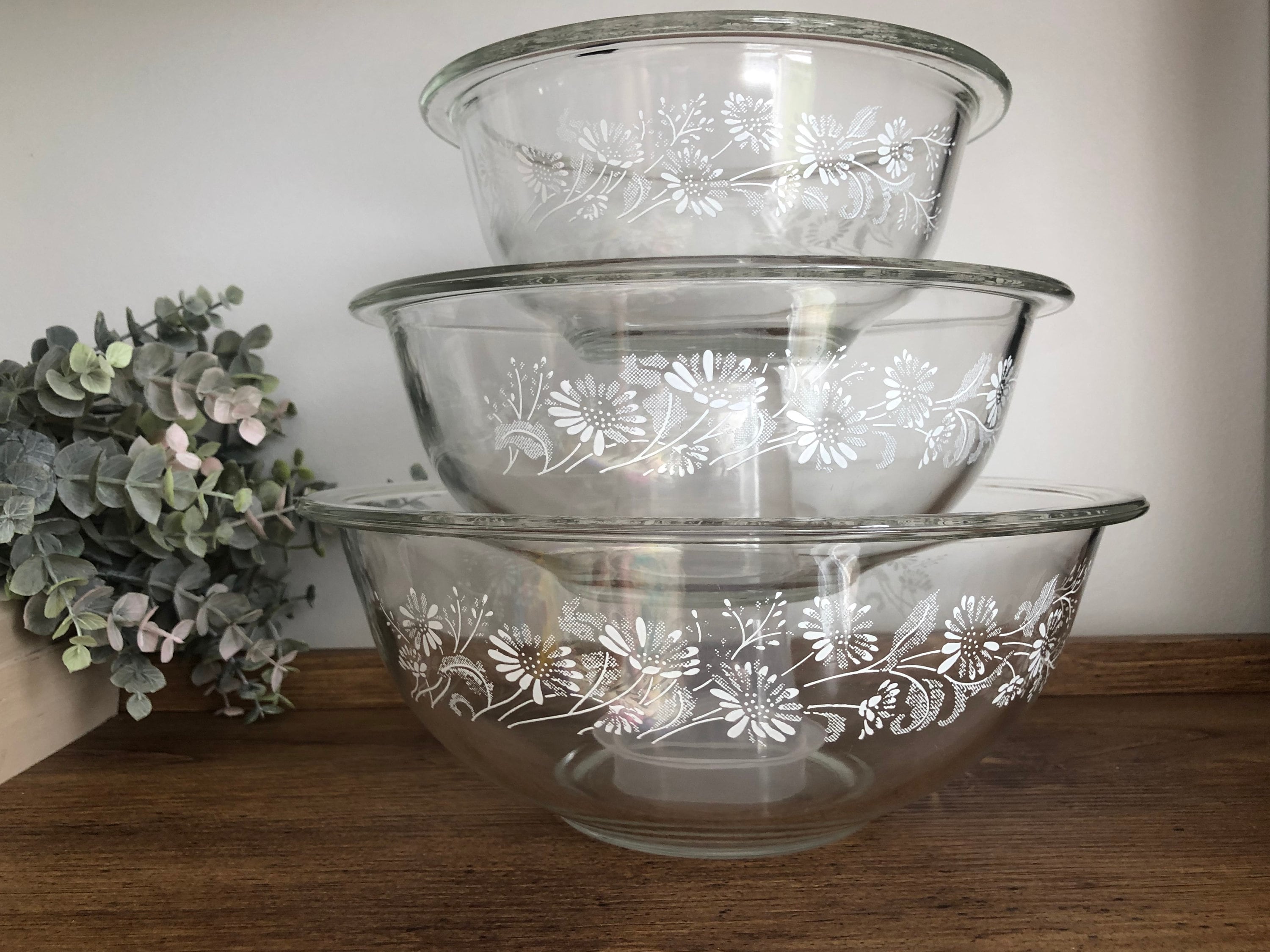 Vintage Pyrex Colonial Mist Mixing Bowls Clear Glass Pyrex | Etsy