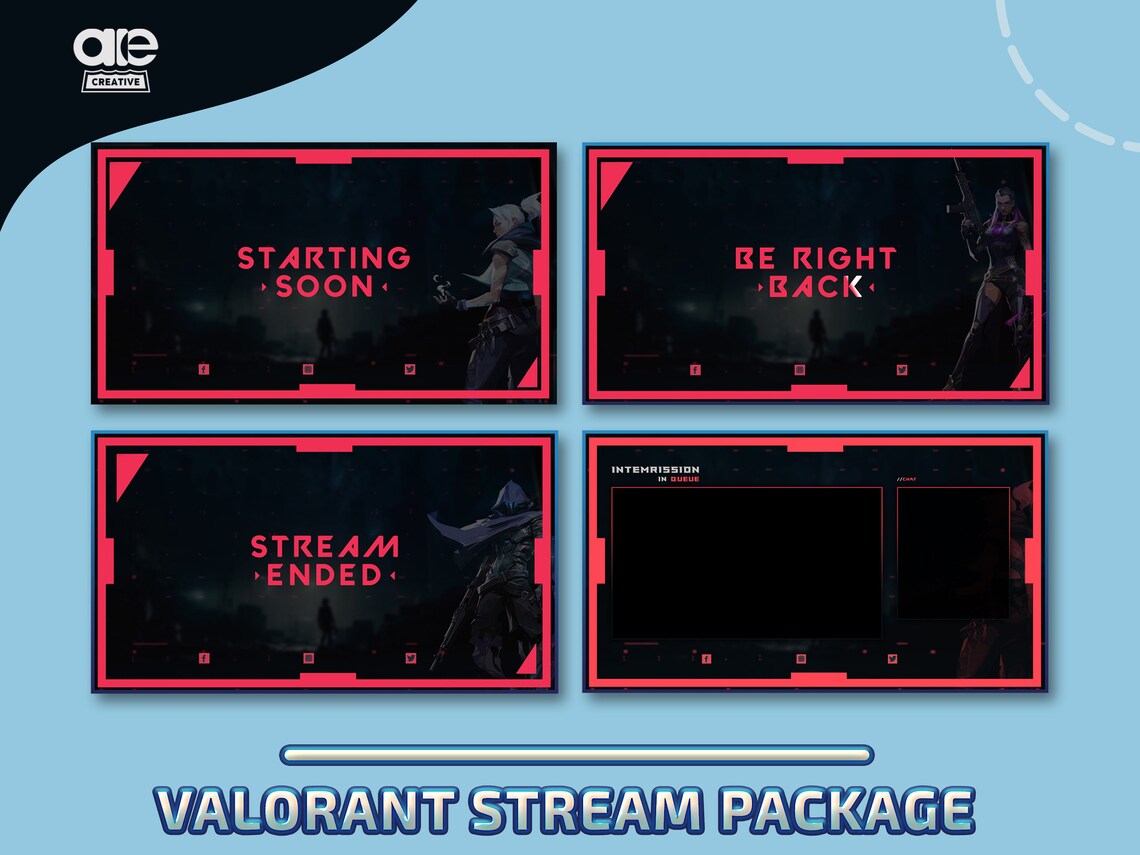 Animated Valorant Stream Overlay Package I Starting Soon | Etsy