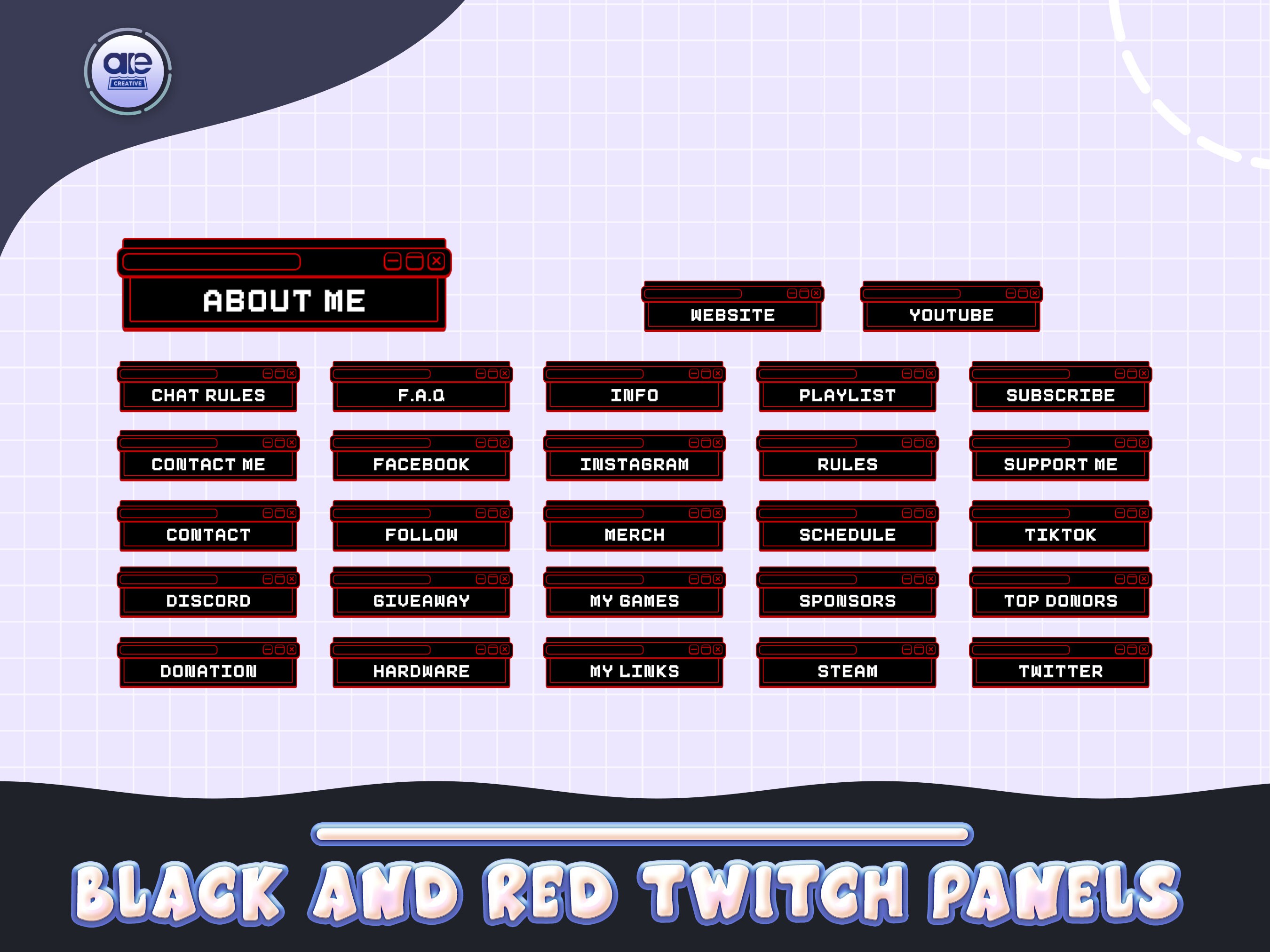 Black and Red Twitch Panels Pack Twitch Layout Panels Twitch - Etsy