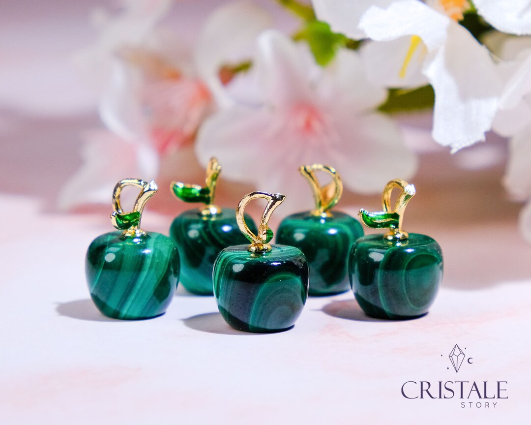 Malachite Mini Apple, Malachite Pendant, Malachite Crystal, Natural ...