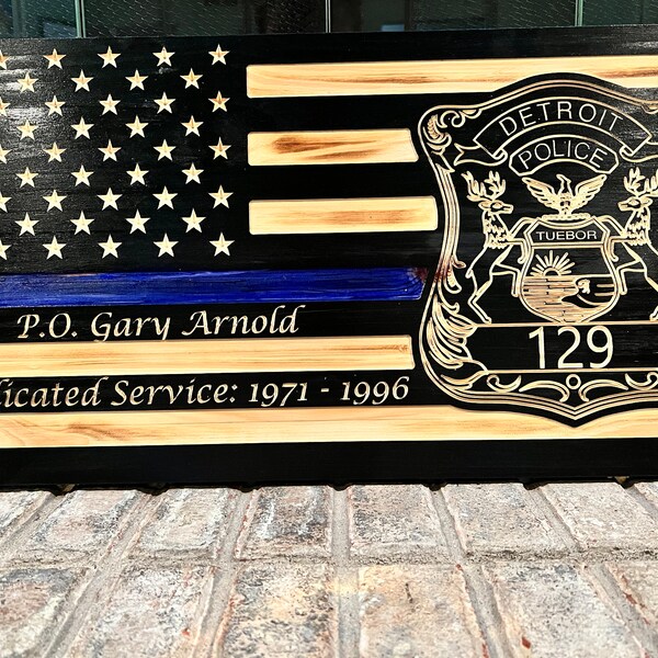 Wooden Thin Blue Line Flag - Etsy