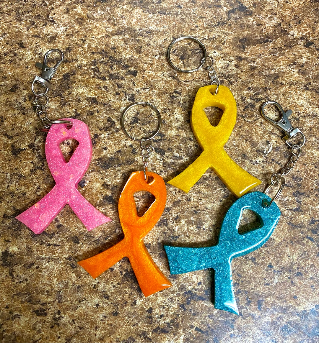 Cancer Awareness Ribbon,cancer Keychain,resin Cancer Ribbon,ribbon ...
