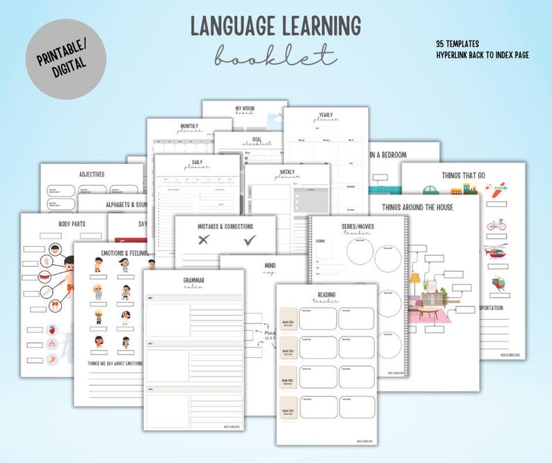 Language Learning Booklet Printable | Language Learning Planner ...