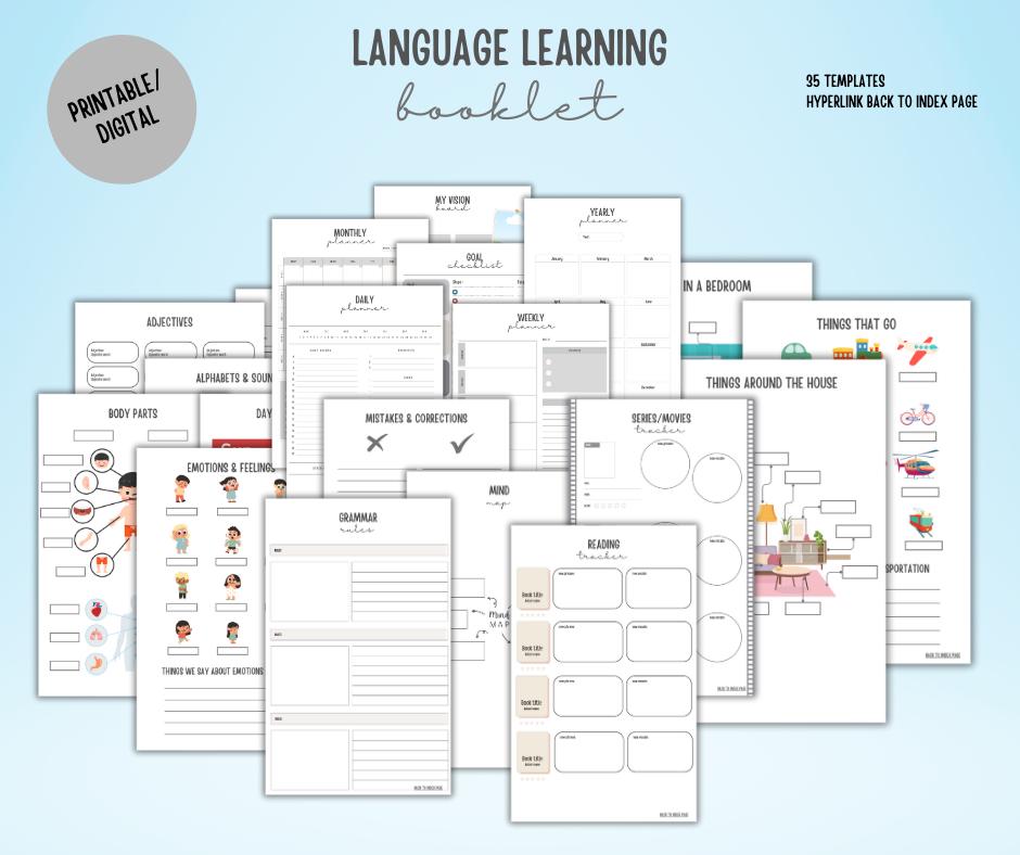 Language Learning Booklet Printable | Language Learning Planner ...