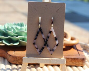 Tortoise Shell Acetate Earring 30mm Huggie Stud Drop Ready to Wear High ...