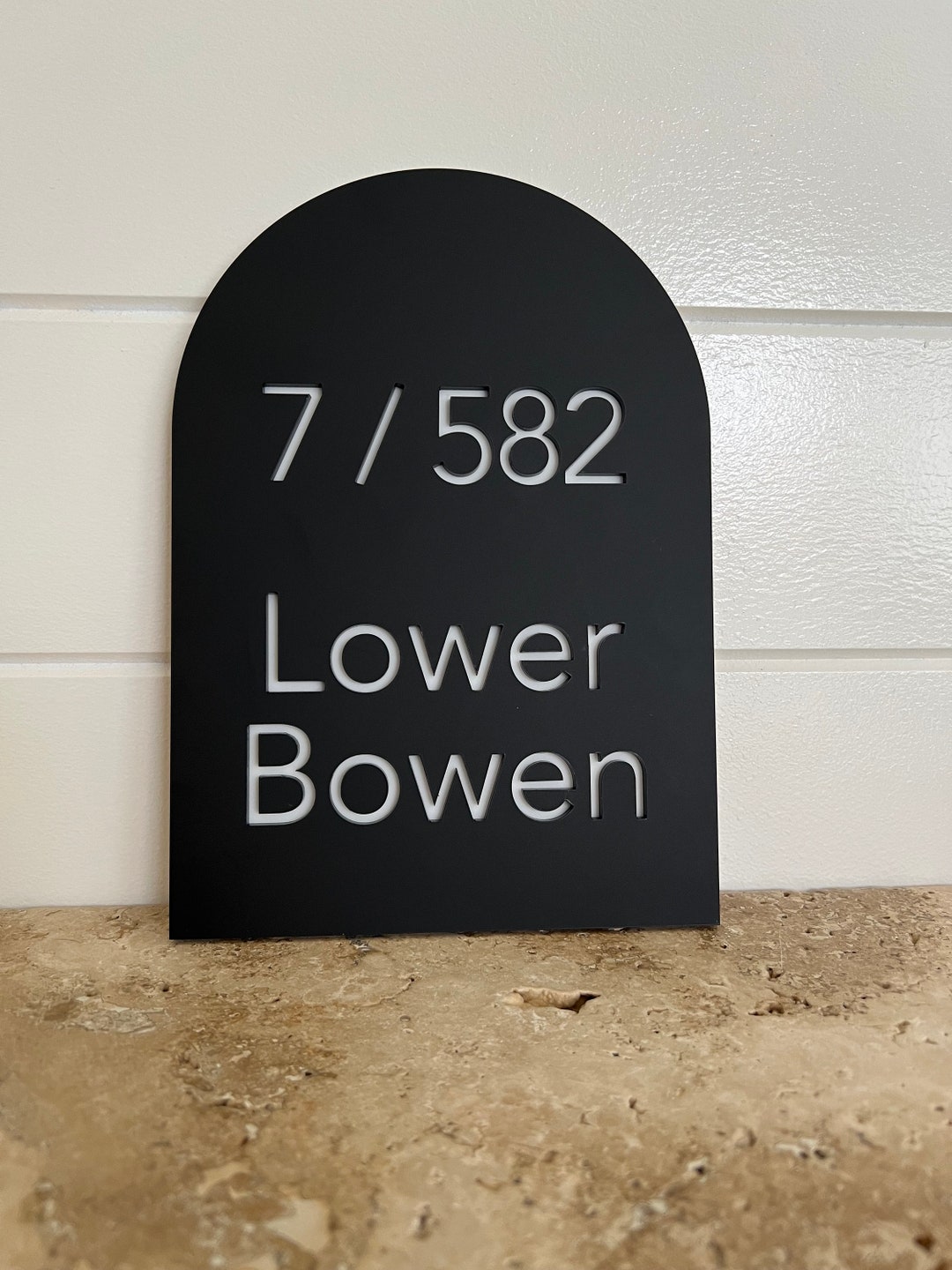 Large (A4) Dual Layer Arch House Number Sign: Modern Street Plaque (297 ...