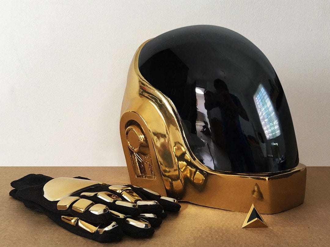 DAFT PUNK Guy Manuel Helmet Chrome Finished Includes Gloves and Pendant ...