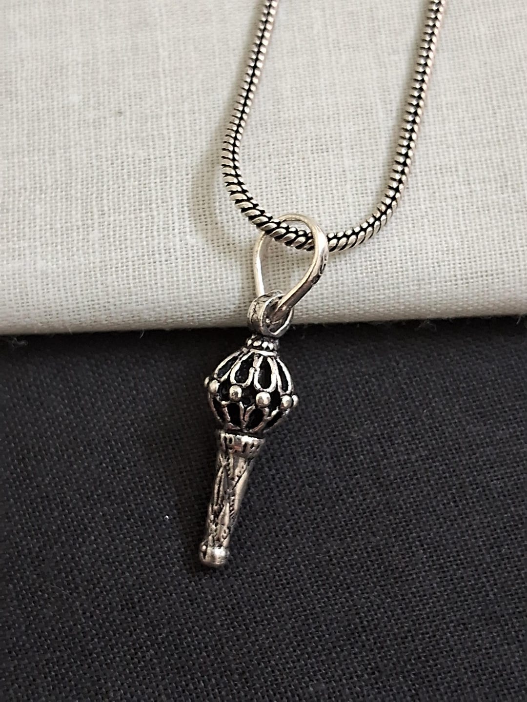 925 Sterling Silver Hanuman Mace Pendant, Religious Mace Necklace, for ...