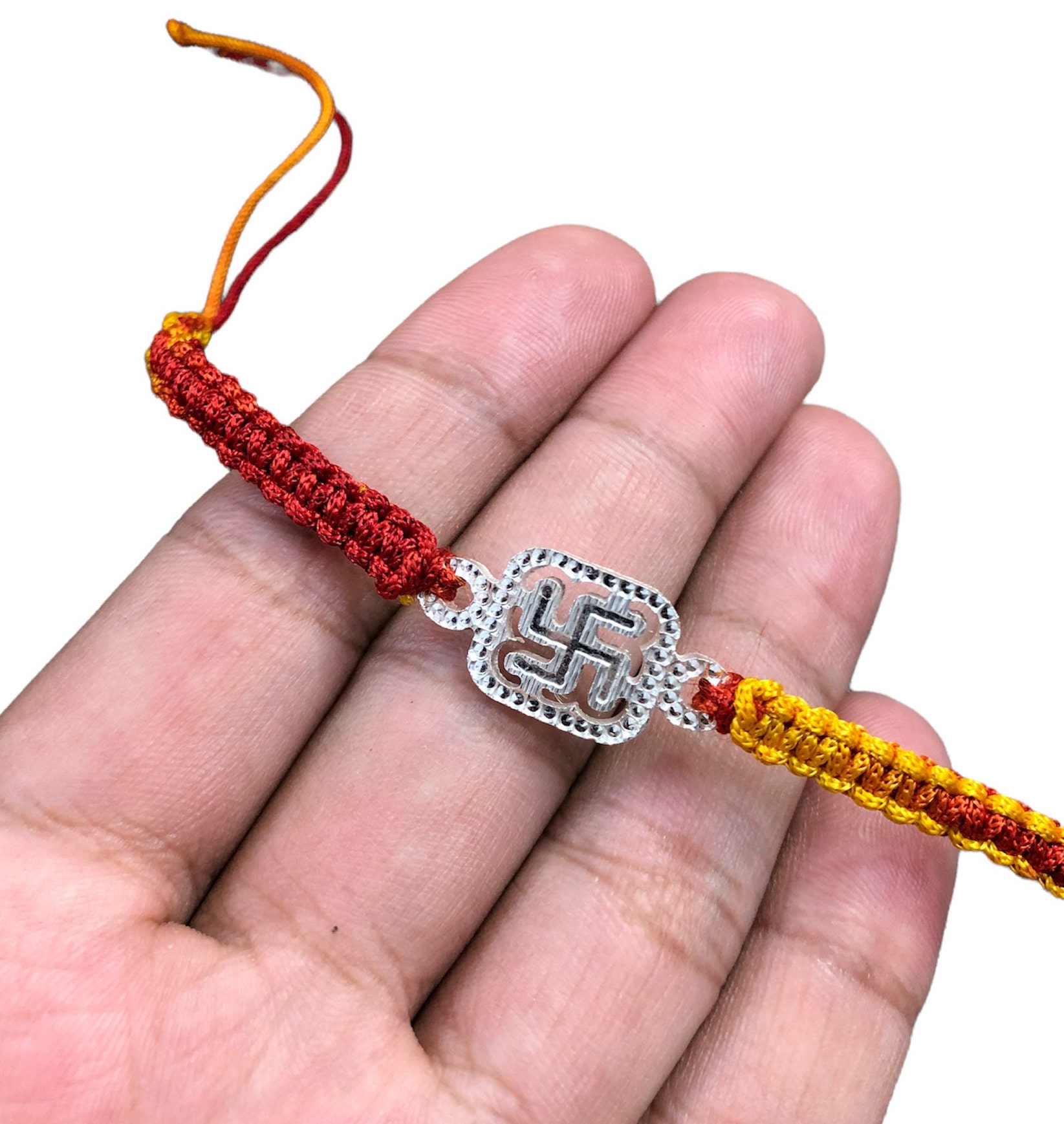 925 Sterling Silver Rakhi Silver Swastik Design Rakhi - Etsy