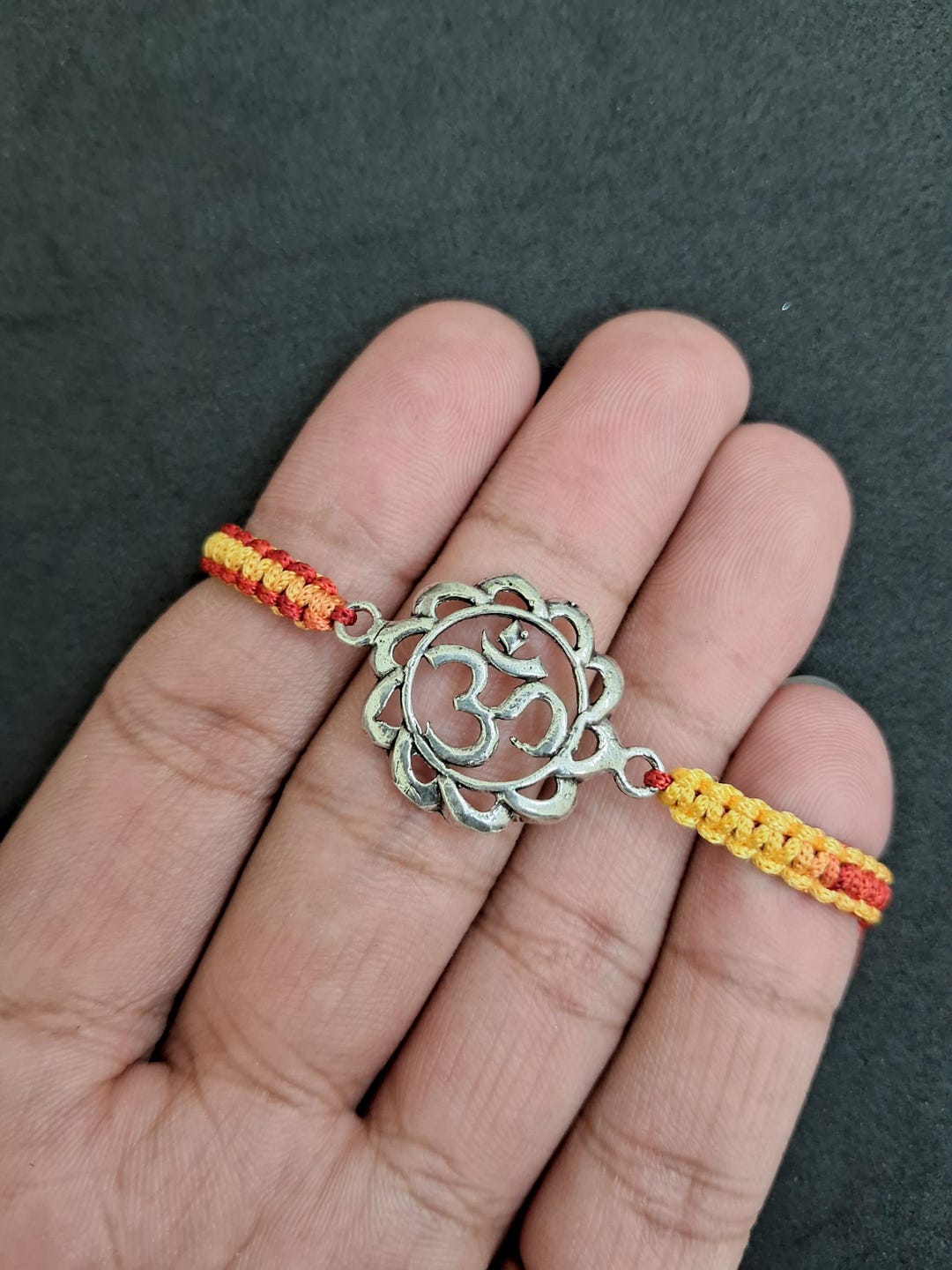 Lord Shiva Om Thread Bracelet ,925 Sterling Silver Oxidized Om Rakhi ...