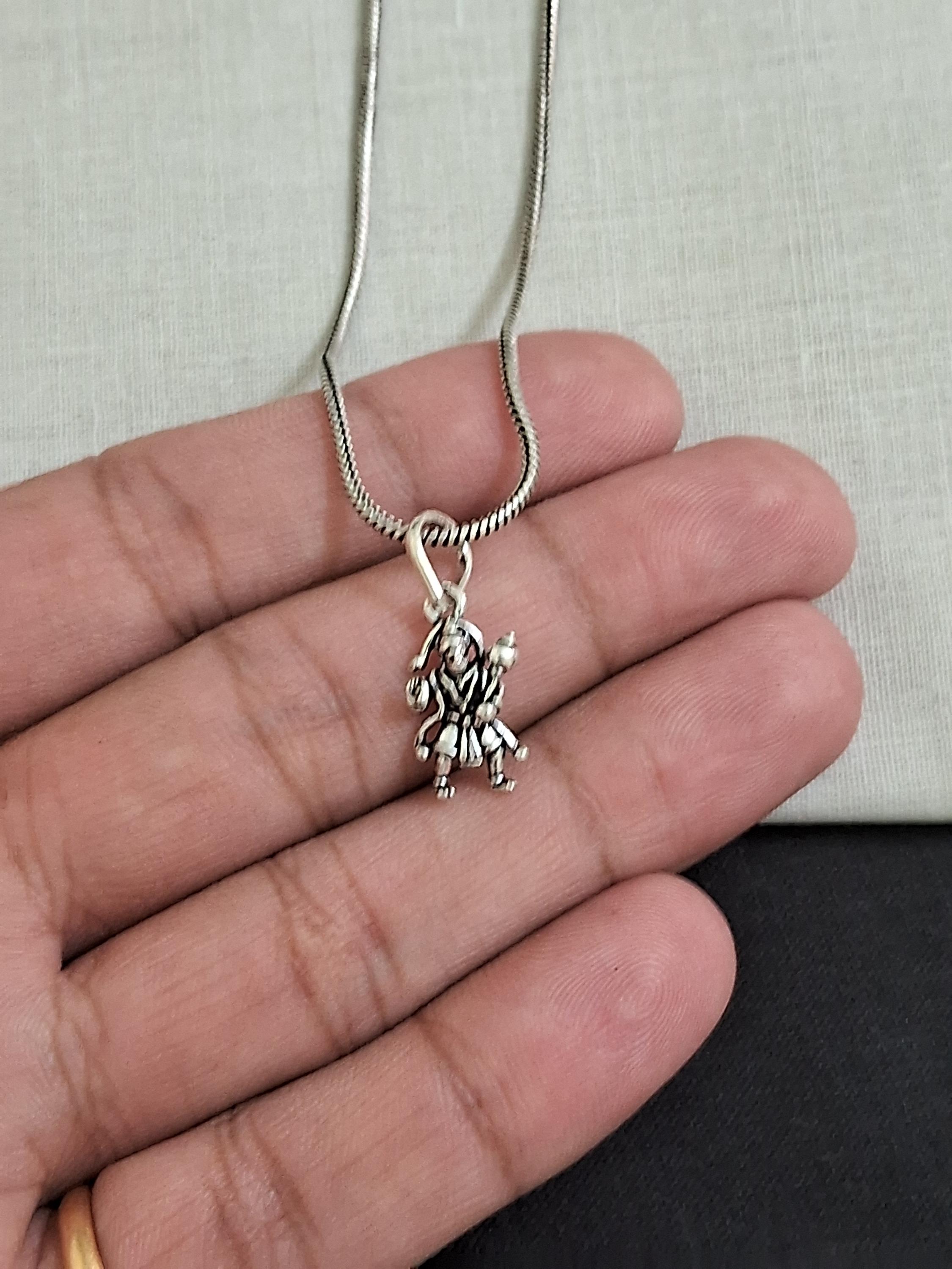 Buy 925 Sterling Silver Standing Hanuman Pendant, Religious Necklace ...