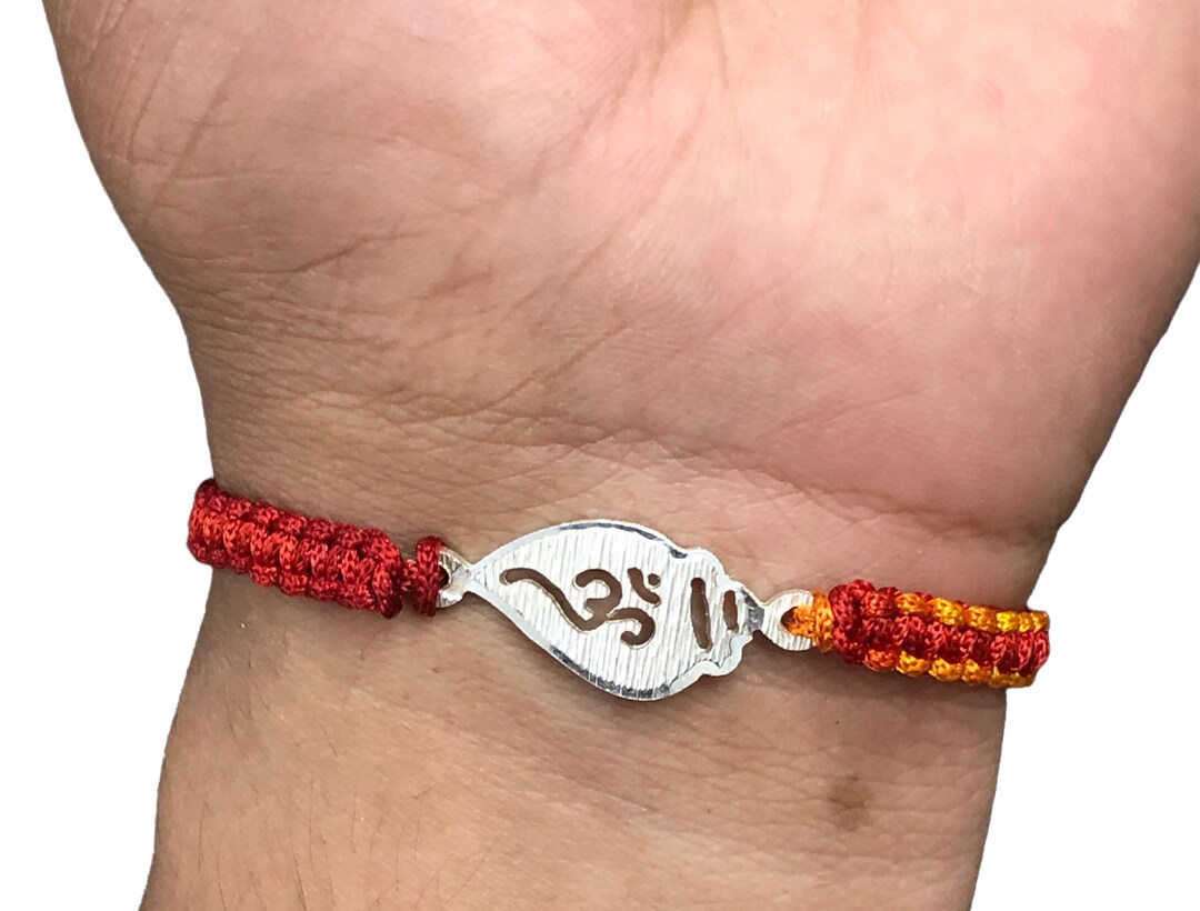 Silver OM Rakhi, 925 Silver Rakhi, Mahakal Rakhi-bracelet, Hindu ...