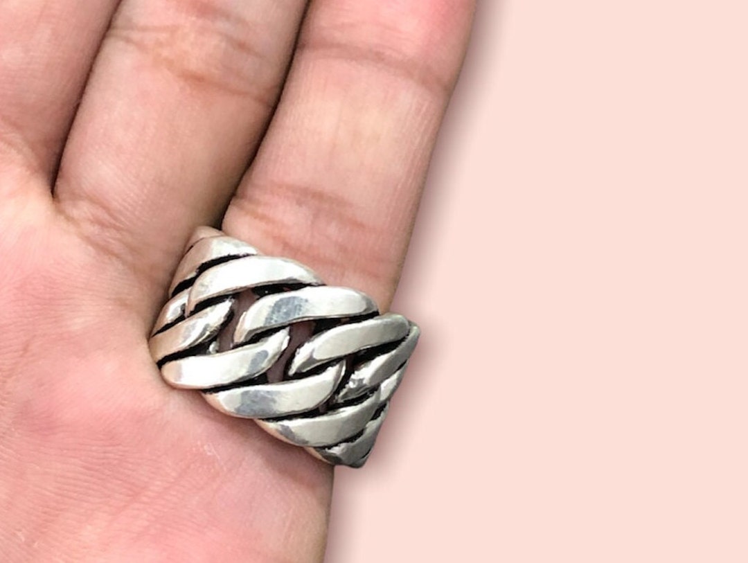 Curb Chain Ring 92.5 Sterling Silver Curb Chain Ring Link - Etsy
