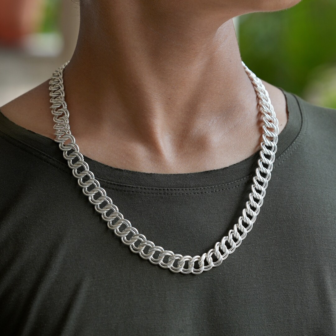 Solid Sterling Silver Curb Cuban Link Chain 12mm, 22 INCHE Men's Women ...
