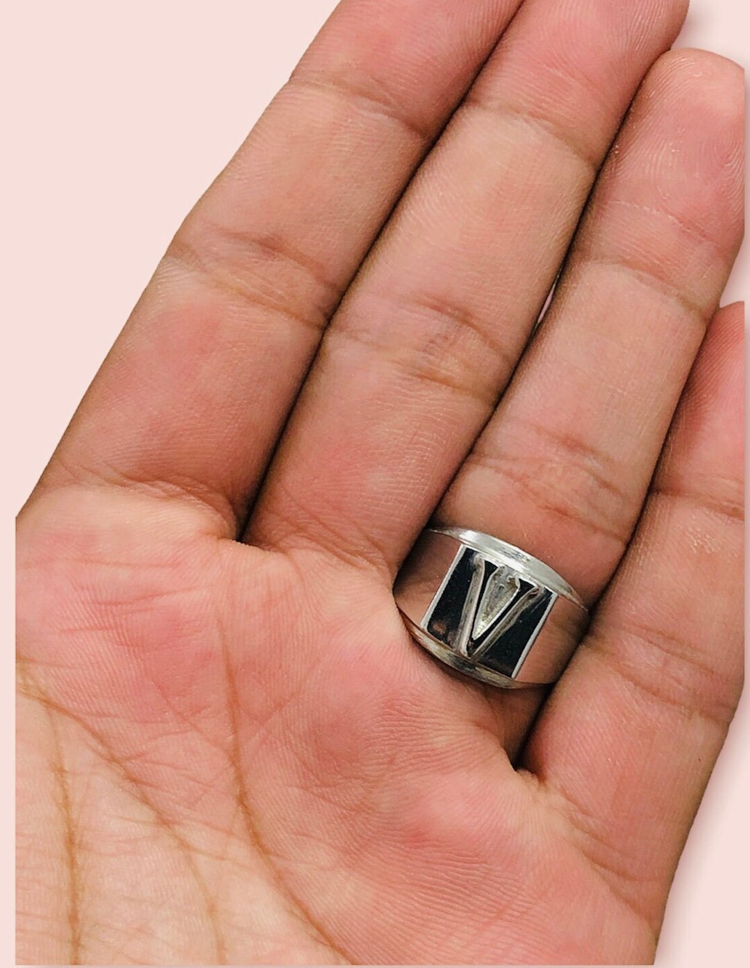 Chunky Initial Ring, 92.5 Silver Ring, Men's Initial Ring, Women ...